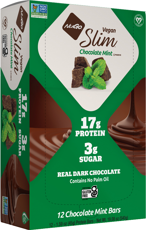 NuGo Nutrition Kosher Slim 17G Protein Bar Chocolate Mint Parve 12 Bars ...